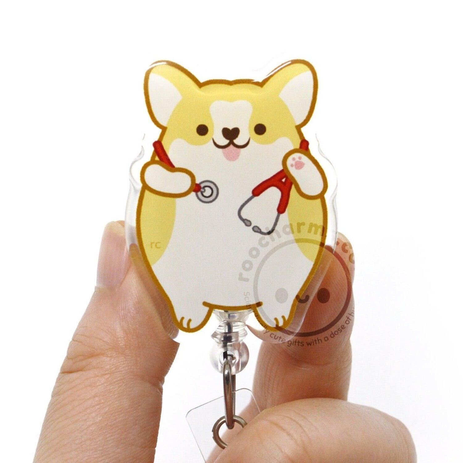 Corgi Acrylic Badge Reel for Nurses, Nursing Students, Veterinarians ...