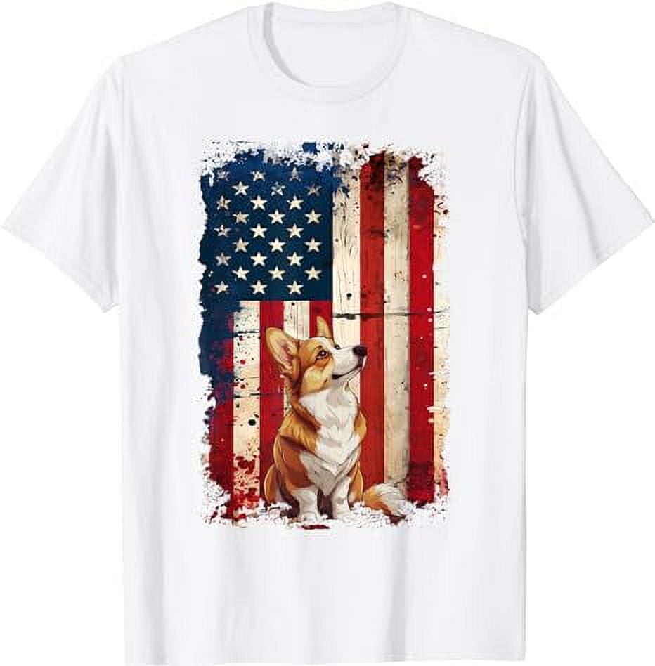 Corgi American Flag USA Patriotic 4th of July T-Shirt - Walmart.com