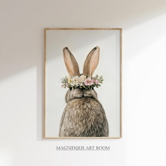 Bunny Art Print, Neutral Nursery Farmhouse Wall Art, Easter Bunny Wall ...