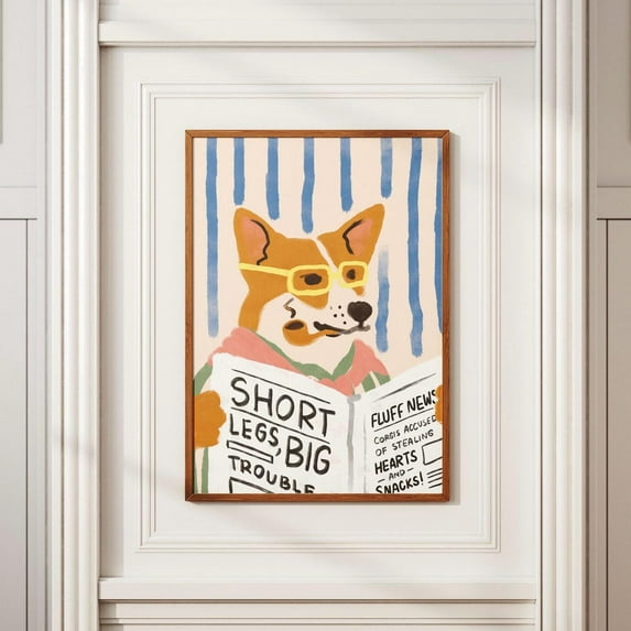 Corgi Art Printable - Funny Dog Wall Art - Quirky Pet - Cute Animal ...