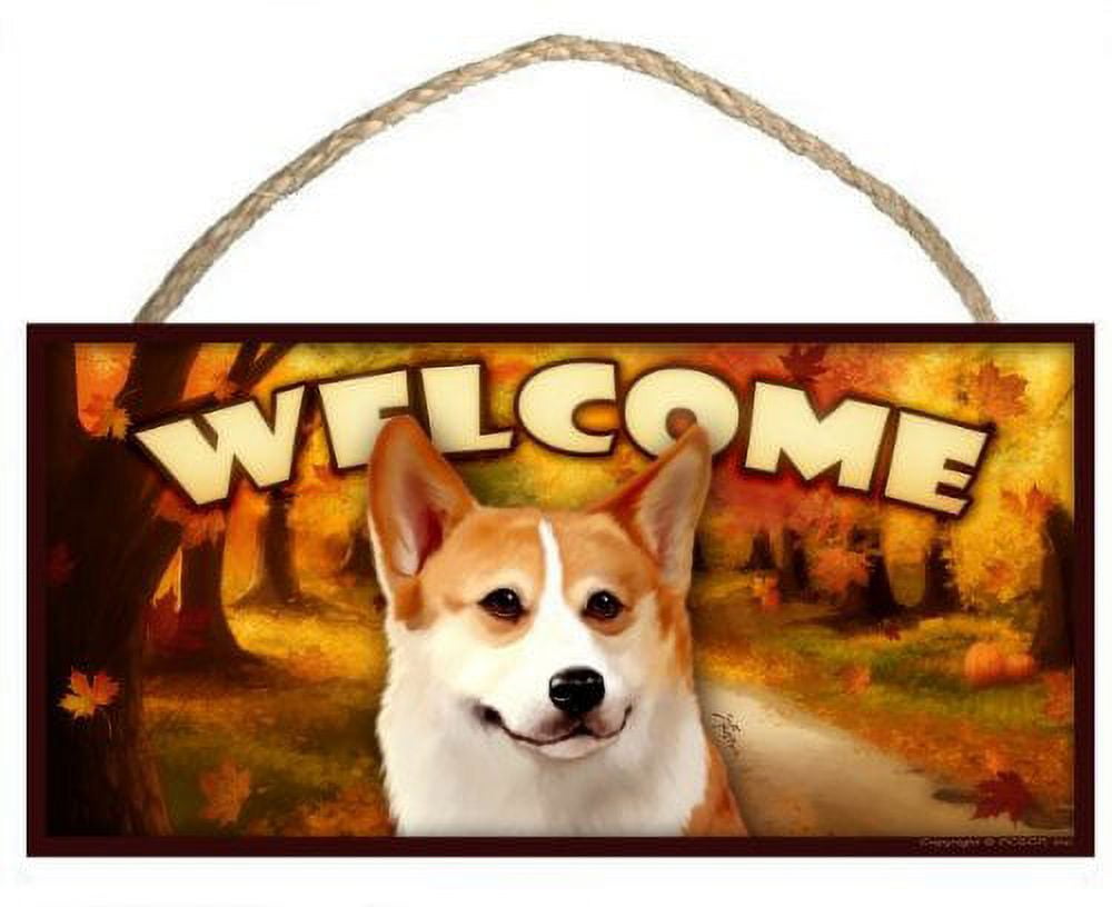 Corgi Autumn Season Welcome Dog Sign / Plaque featuring the art of ...