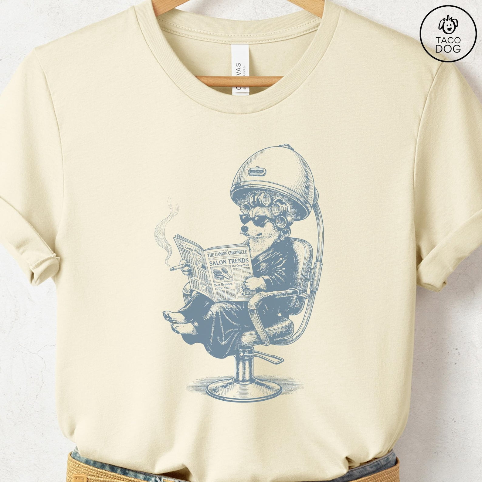 Corgi Beauty Shop T-Shirt Dog Tshirt Shirt Taco Dog, Unisex Cotton T ...