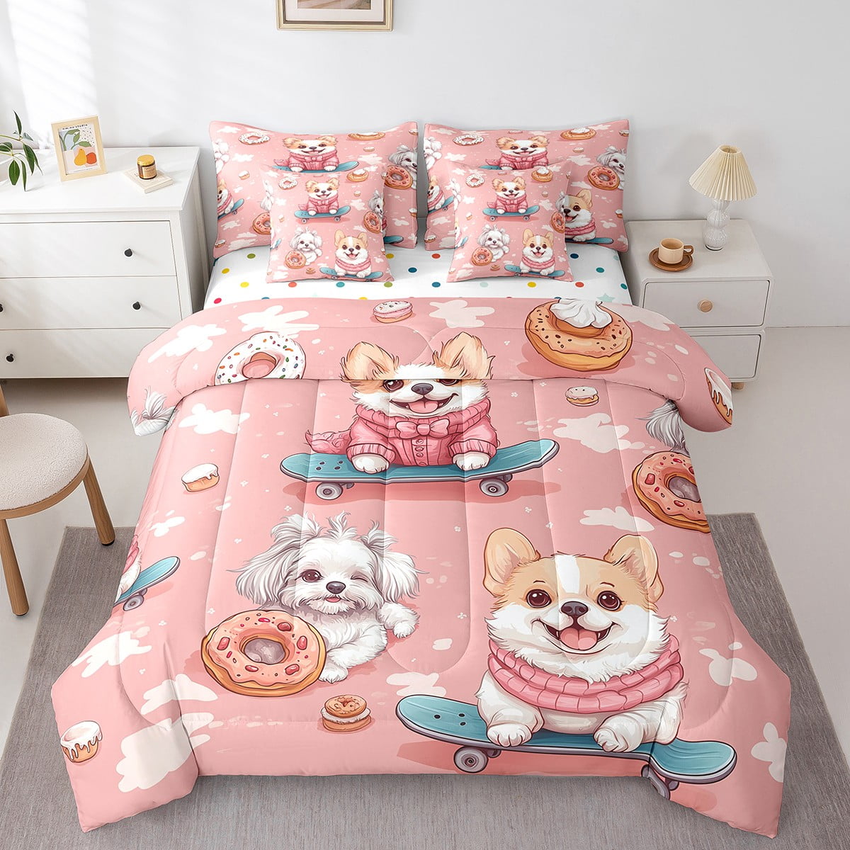 Corgi Bedding Sets 7 Piece Twin Size Cute Pet Dogs Bed in a Bag Lovely ...