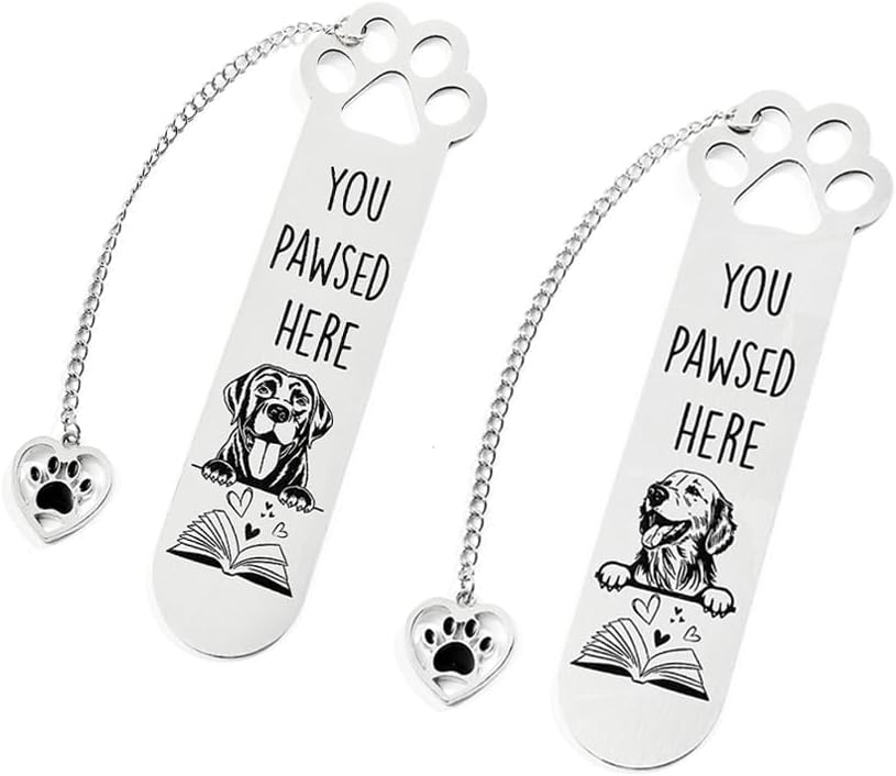 Corgi Bichon Dog Reading Bookmark - Cute Stainless Steel with Tassel ...