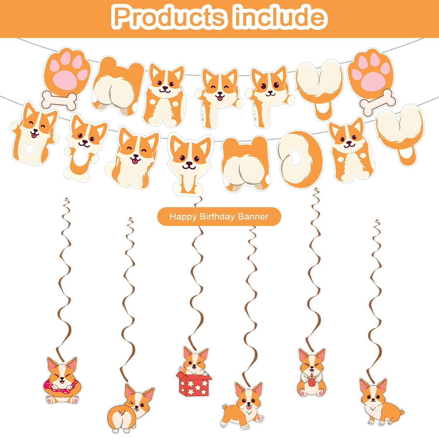 Corgi Birthday Party AJH3 Decorations Backdrop Banner Photography ...