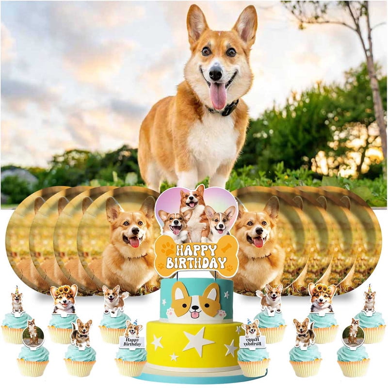 Corgi Birthday Supplies Plates Decorations Decor Backdrop Banner Cake ...