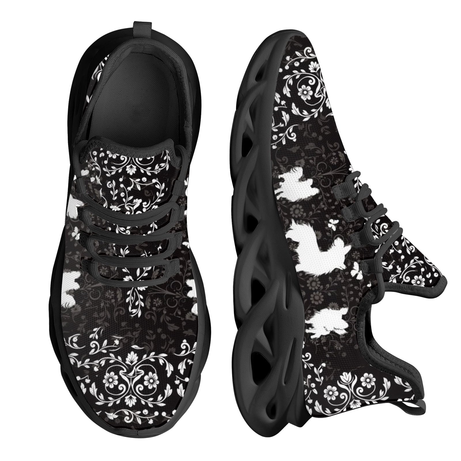 Corgi Black White Mandala Pattern Running Sneakers Wear Resistant ...