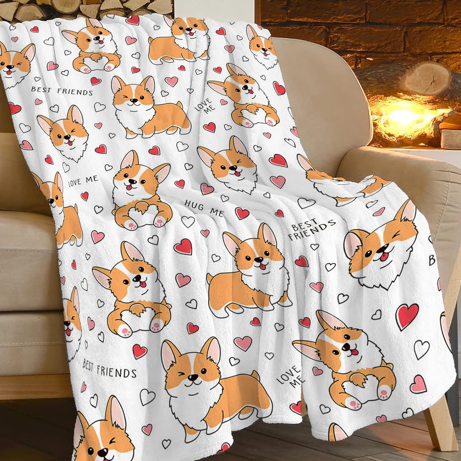 Corgi Blanket Cute Pet Dog Corgi Throw Blankets Super Soft Flannel Cozy ...