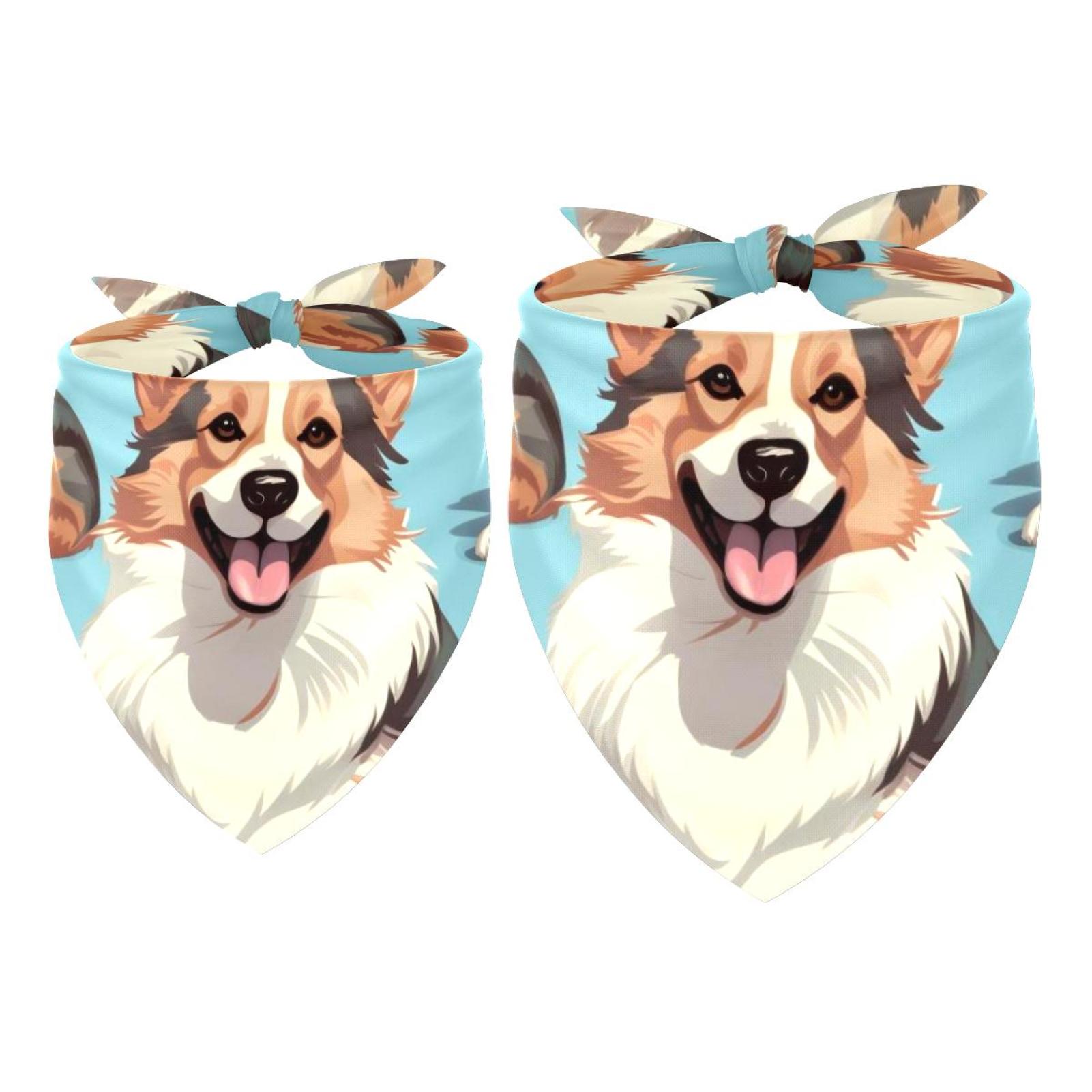 Corgi Breathable Chiffon Yarn Dog Bandana Pack of Two in Various Sizes ...
