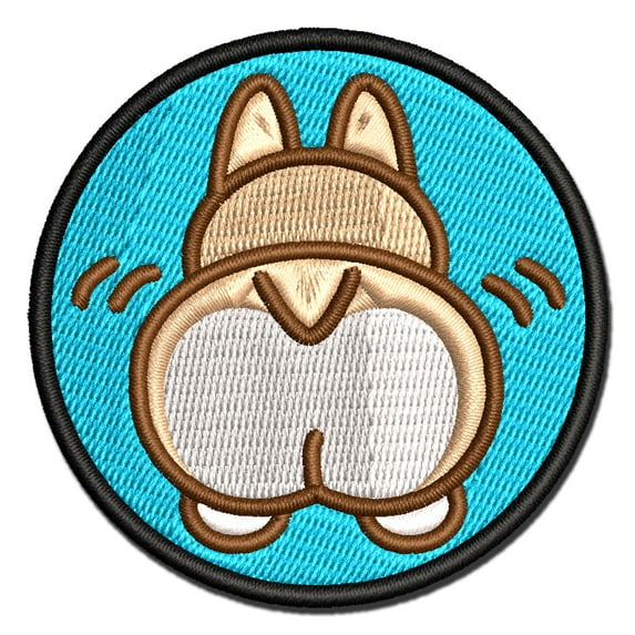 Corgi Butt Dog Doodle Applique Multi-Color Embroidered Hook & Loop Patch - 2.0 Inch Mini ...