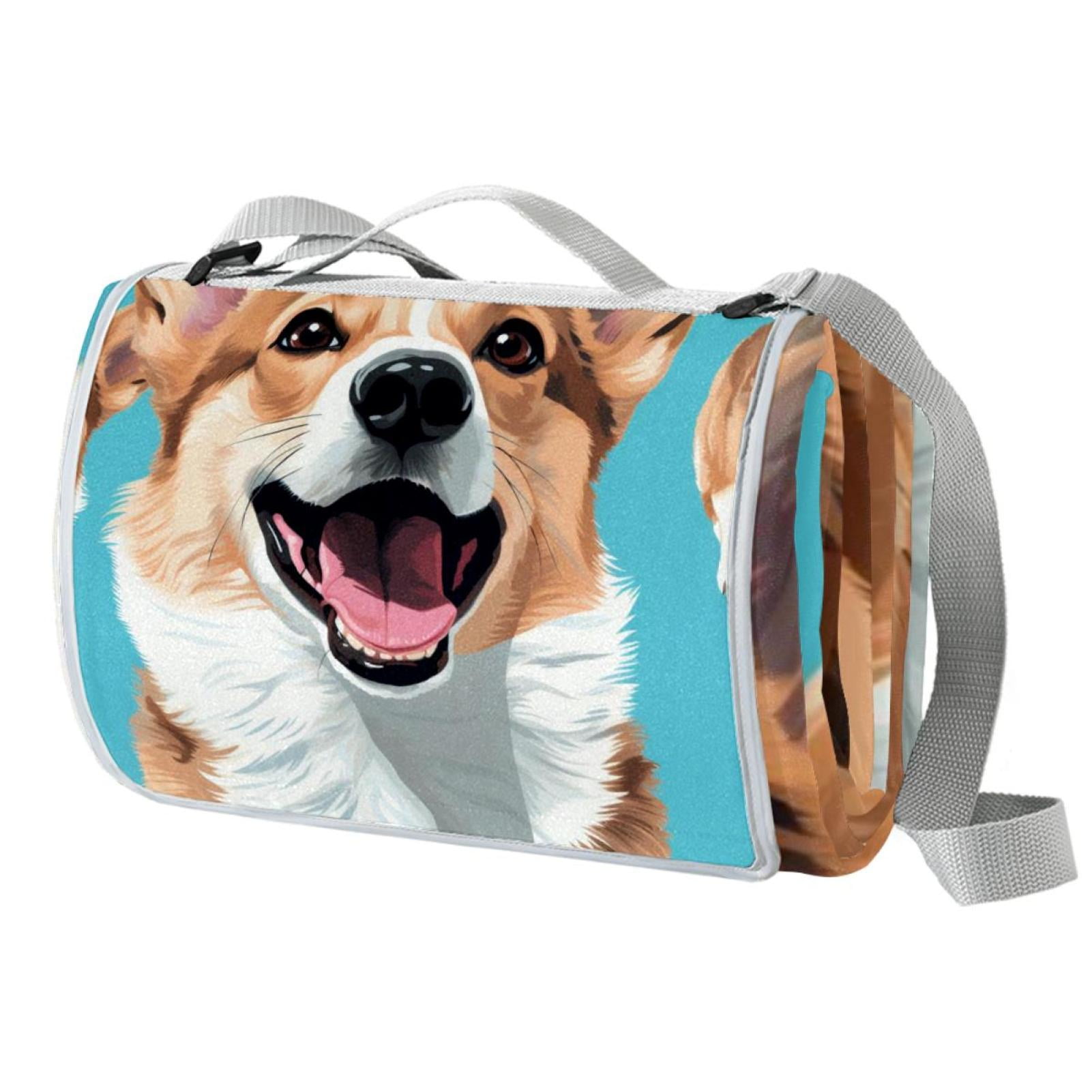 Corgi Canvas Picnic Blanket Outdoor Waterproof Portable Mat for Camping ...