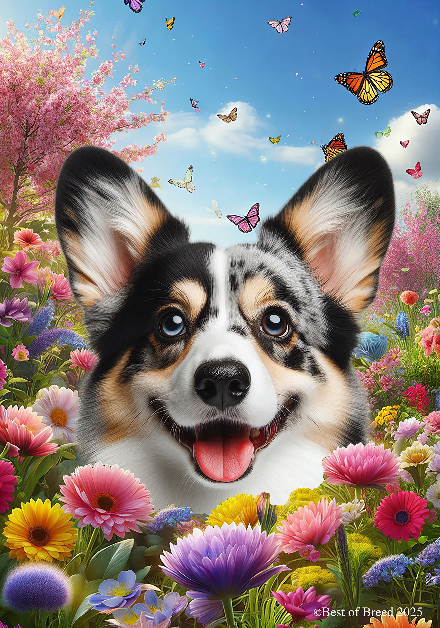 Corgi Cardigan Blue Merle - Best of Breed Spring Butterfly Outdoor ...