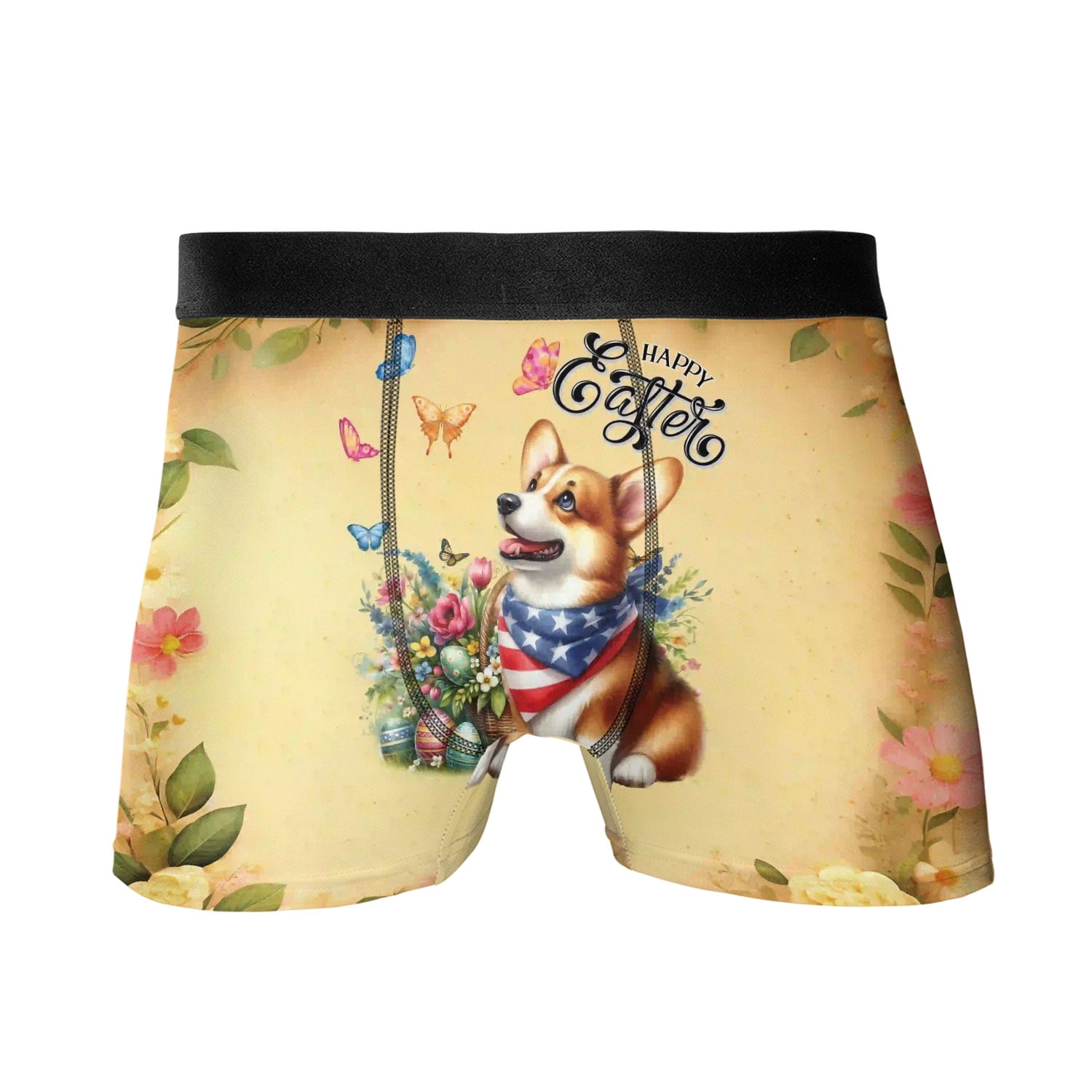 Corgi Celebrates Spring and Enjoys a Happy Easter All Over Print Boxer ...