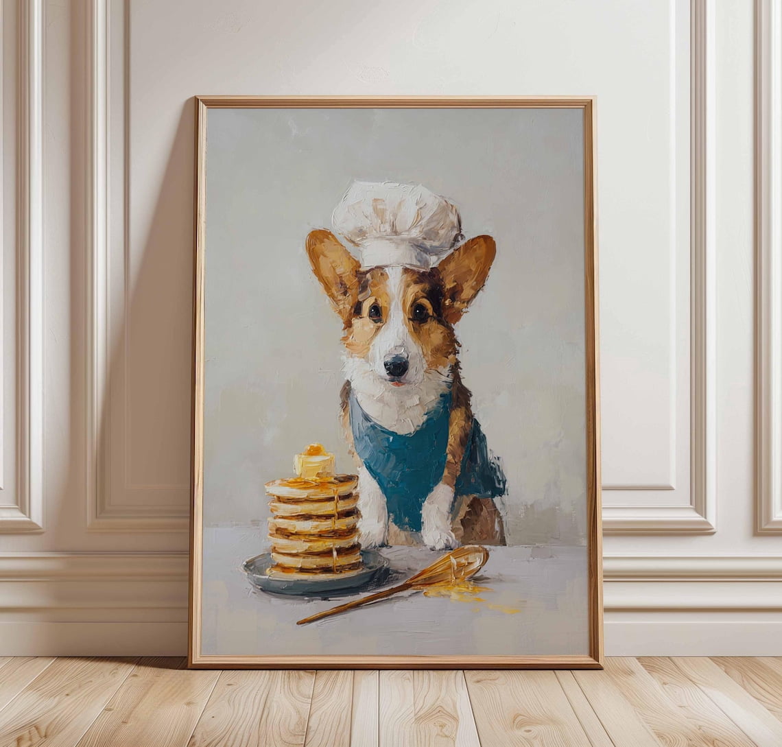 Corgi Chef Pancake Cute Dog Kitchen Funny Breakfast Animal Decor ...