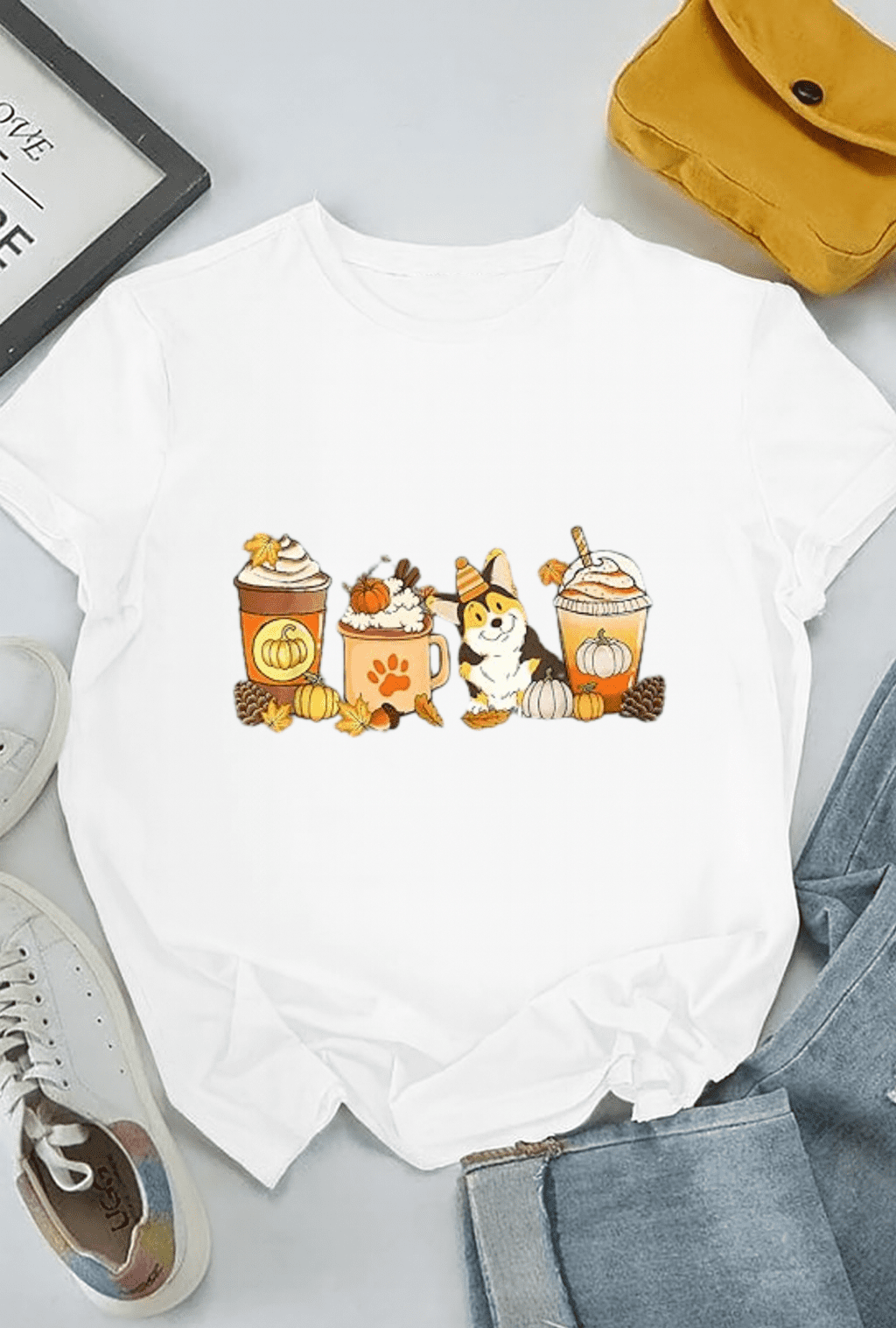 Corgi Coffee Pumpkin Spice Dog Lover Autumn Fall Season Unisex T-Shirt ...