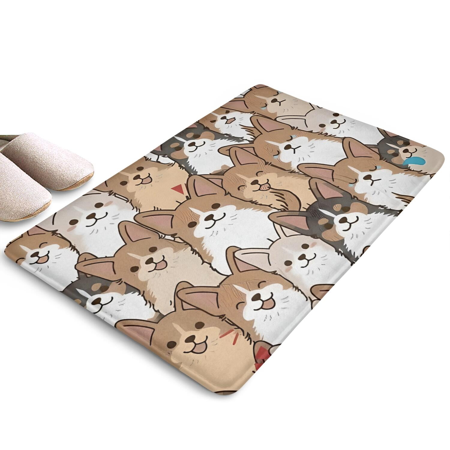 Corgi Crowd Flannel Non Slip Door Rugs,Washable Door Mats Indoor ...