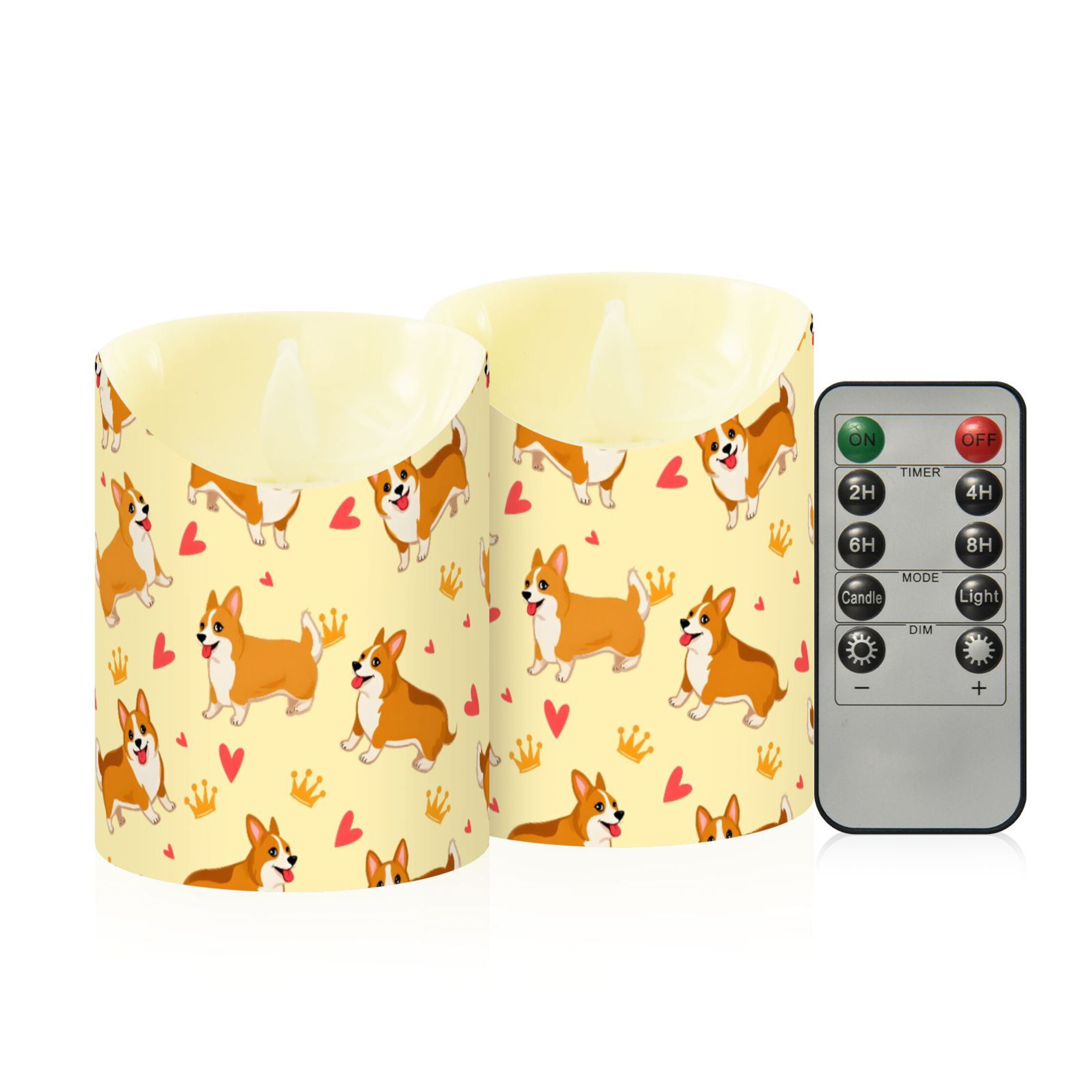 Corgi Crown Pattern Flameless Candles 2 PCS with Remote Realistic ...