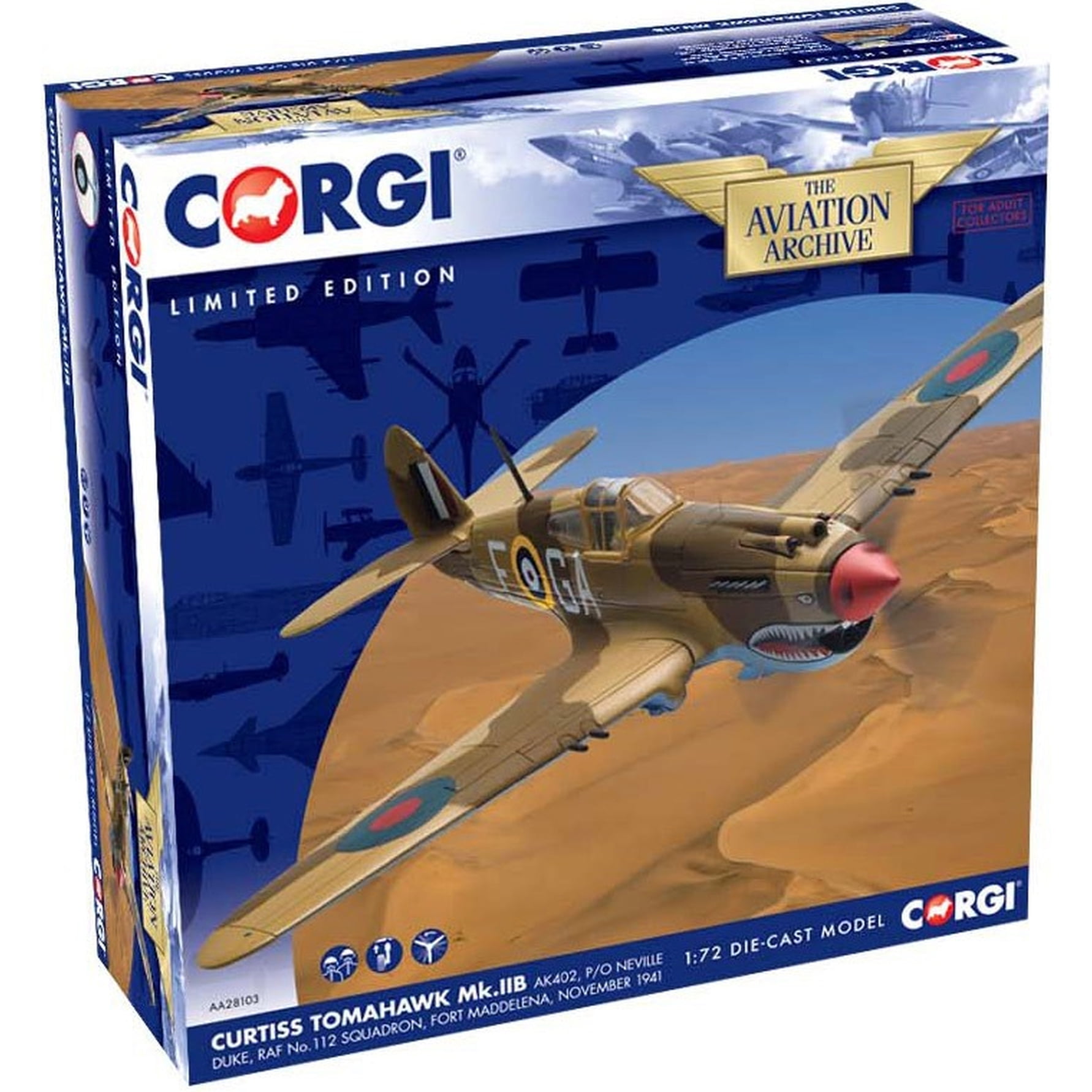 Corgi Curtiss Tomahawk IIB, AK402, P/O Neville Duke, RAF No.112 ...
