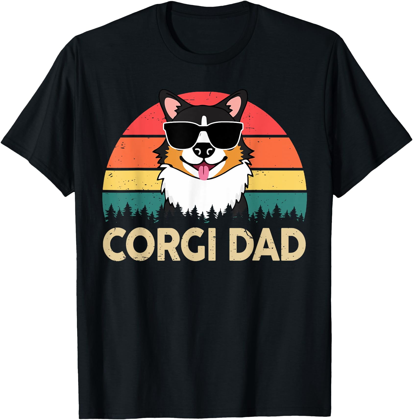 Corgi Dad Funny Father Day Gift for Lover Men T-Shirt,Dark Heather ...