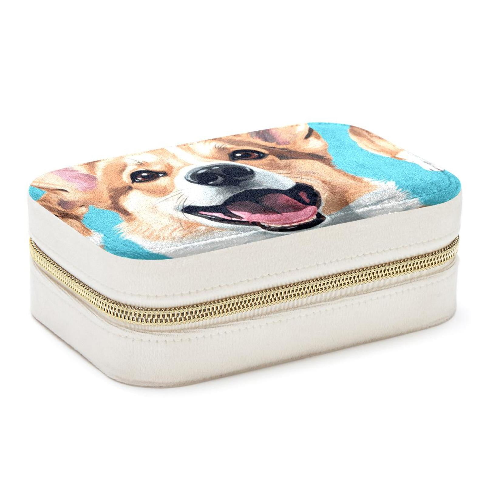 Corgi Decorative Velvet Earring Holder Display Case Storage Box ...