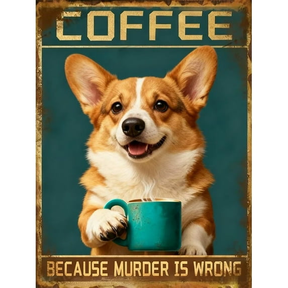 Corgi Diamond Painting Kits For Adults Corgi Drinks Coffee Round Full ...