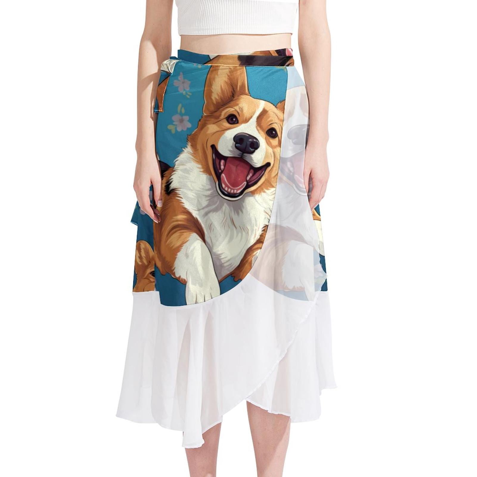 Corgi Dog Chic Chiffon Beach Dress with Polyester Straps - Women's ...