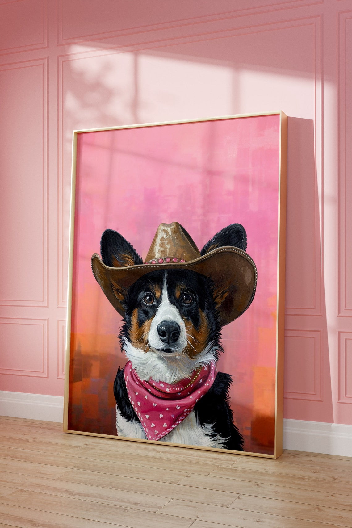 Corgi Dog Cowgirl Hat Print Pink Print Vintage Art Western Girly Preppy ...
