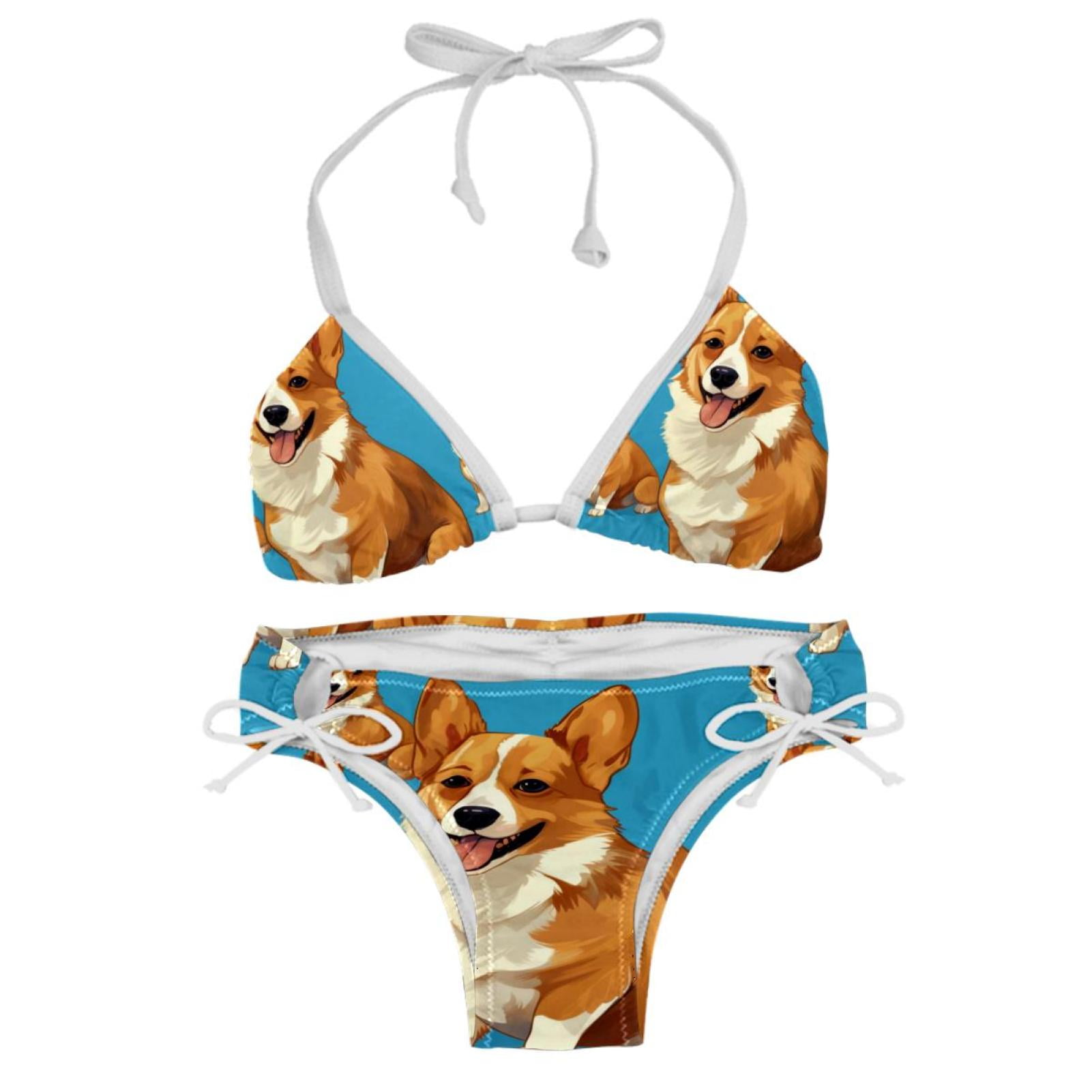 Corgi Dog Detachable Sponge Adjustable Strap Bikini Set Two-Pack, Beach ...