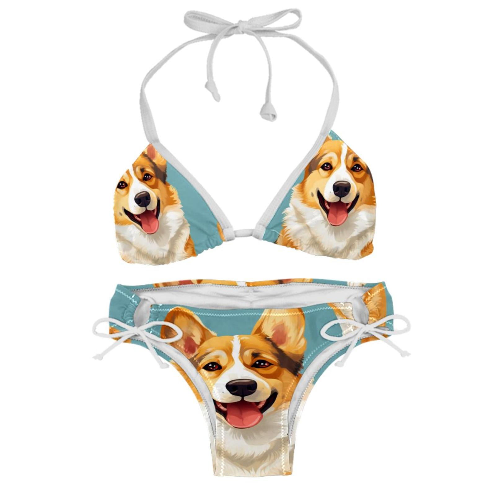 Corgi Dog Detachable Sponge Adjustable Strap Bikini Set Two-Pack ...