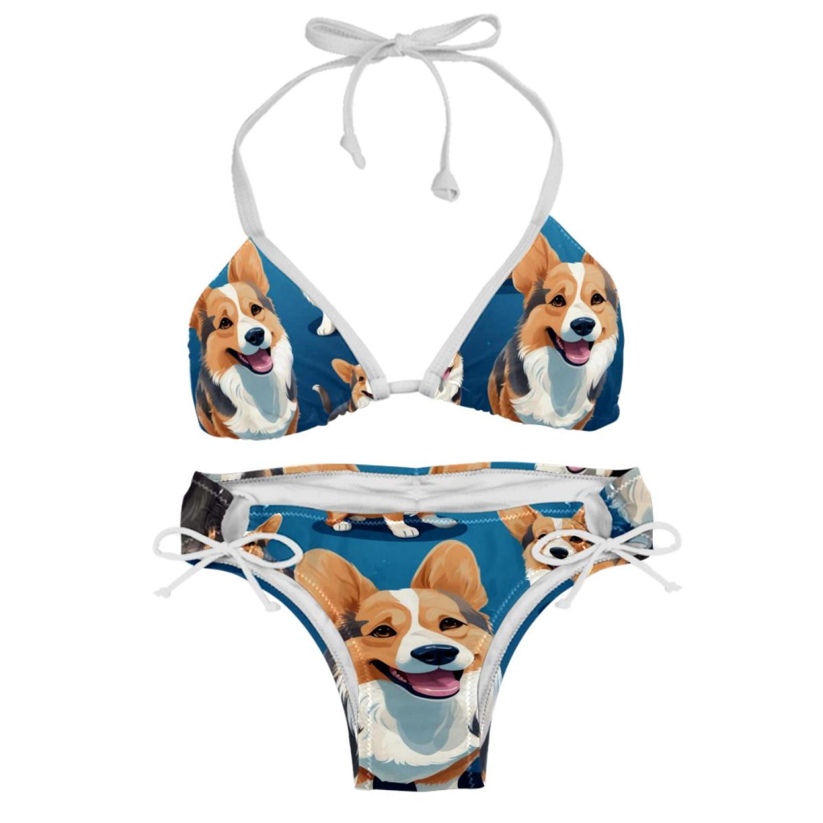 Corgi Dog Detachable Sponge Adjustable Strap Bikini Set - Two-Pack for ...