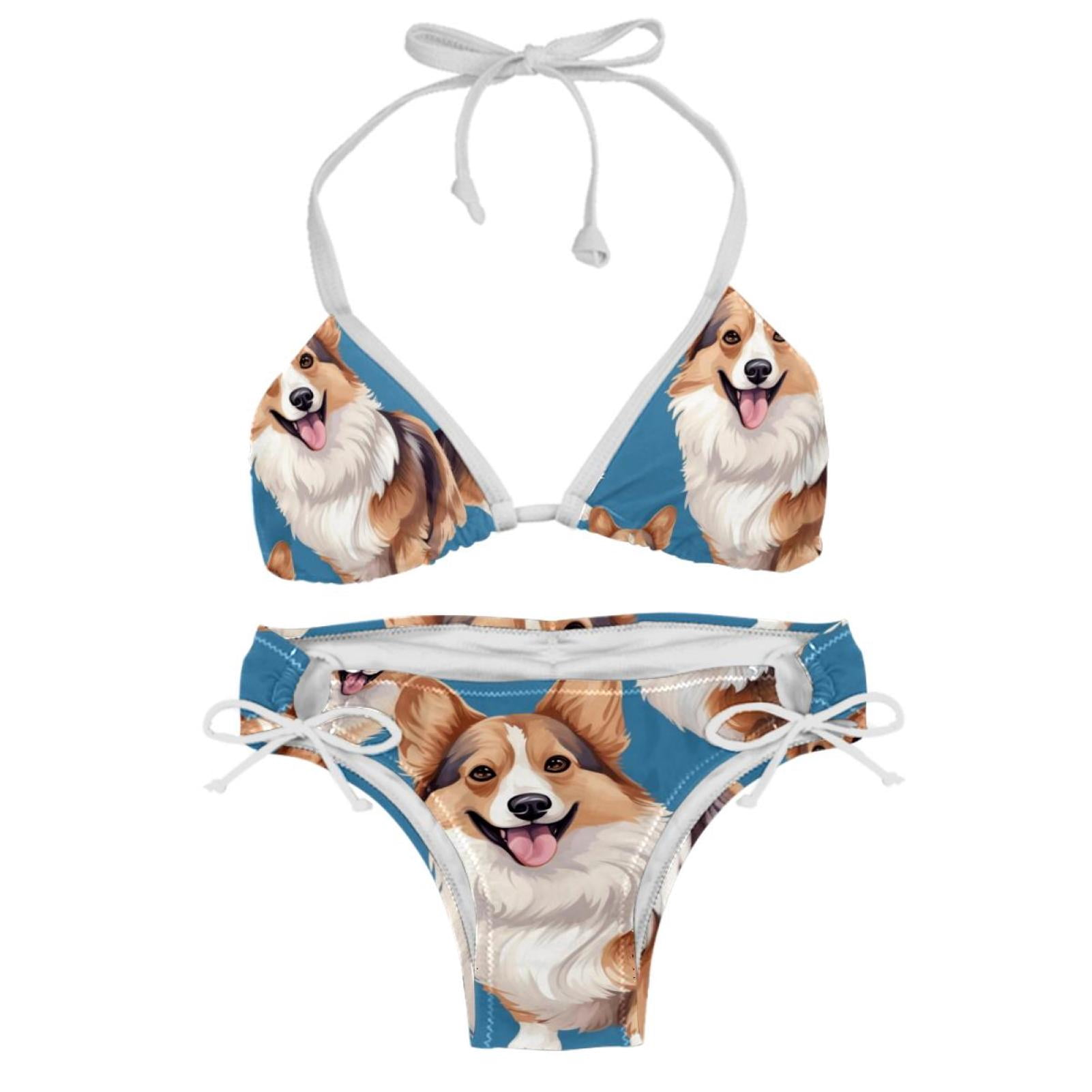 Corgi Dog Detachable Sponge Adjustable Strap One-Piece Swimsuit Set ...