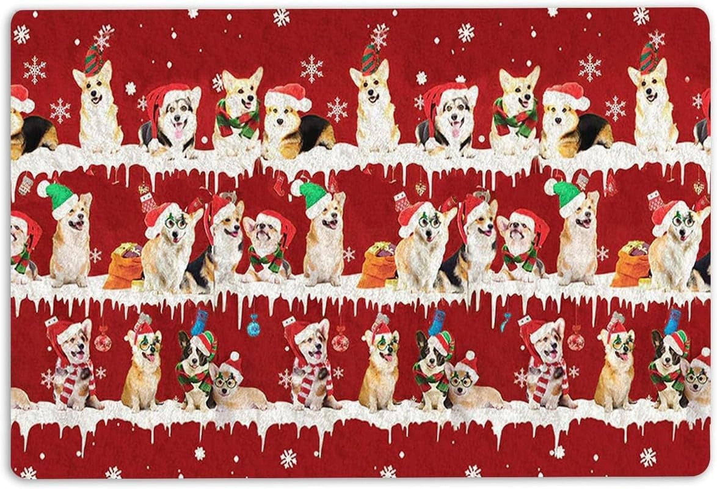 Corgi Dog Doormat Welcome Merry Christmas Snowflake Christmas Tree ...