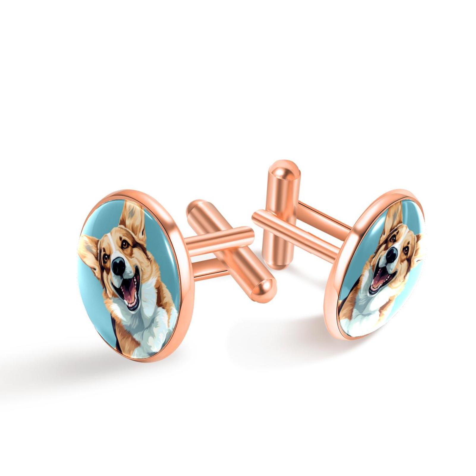 Corgi Dog Elegant Dress Shirt Cufflink Set in Stainless Steel for ...