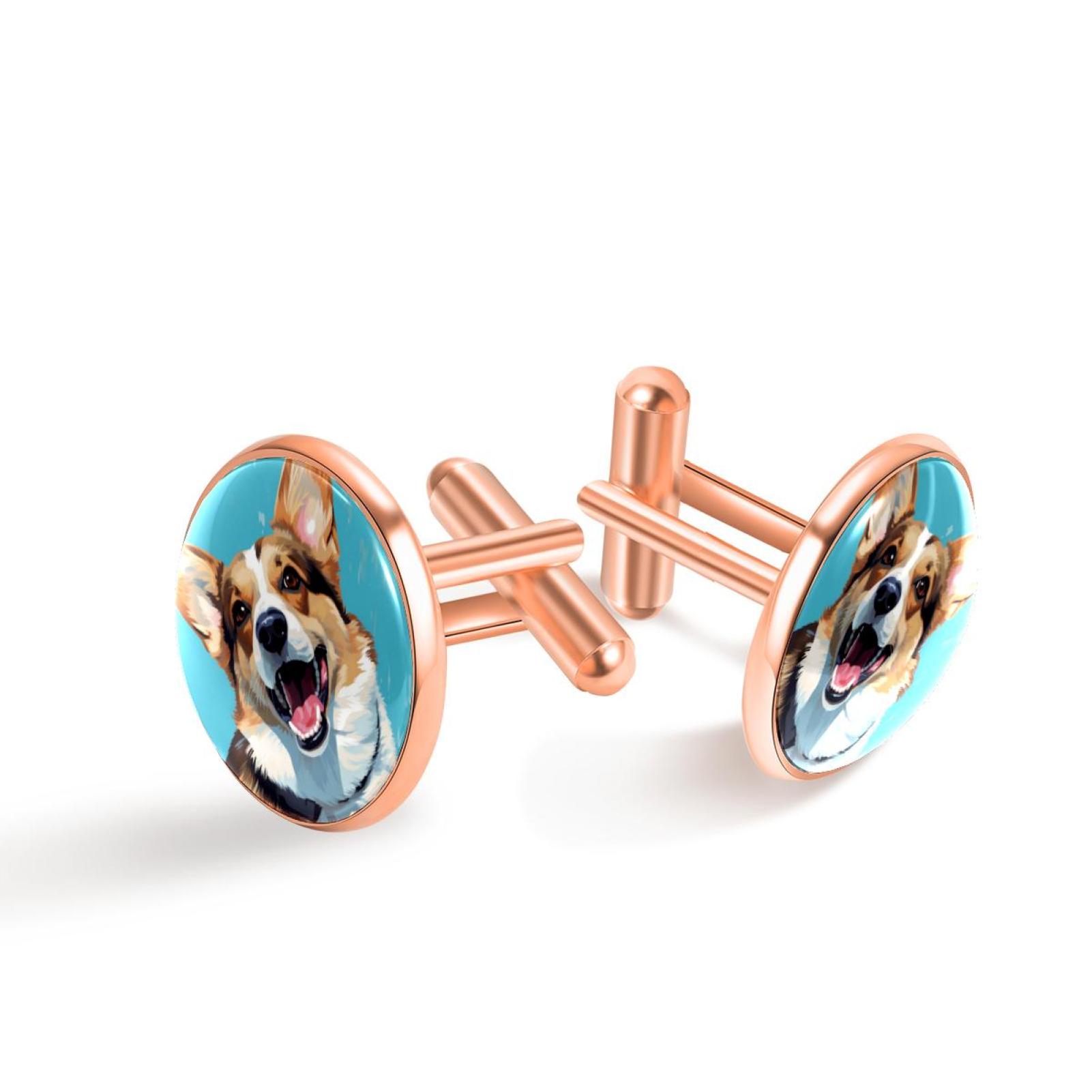Corgi Dog Elegant Silver Jewelry Cufflinks Set for Formal Attire, Made ...