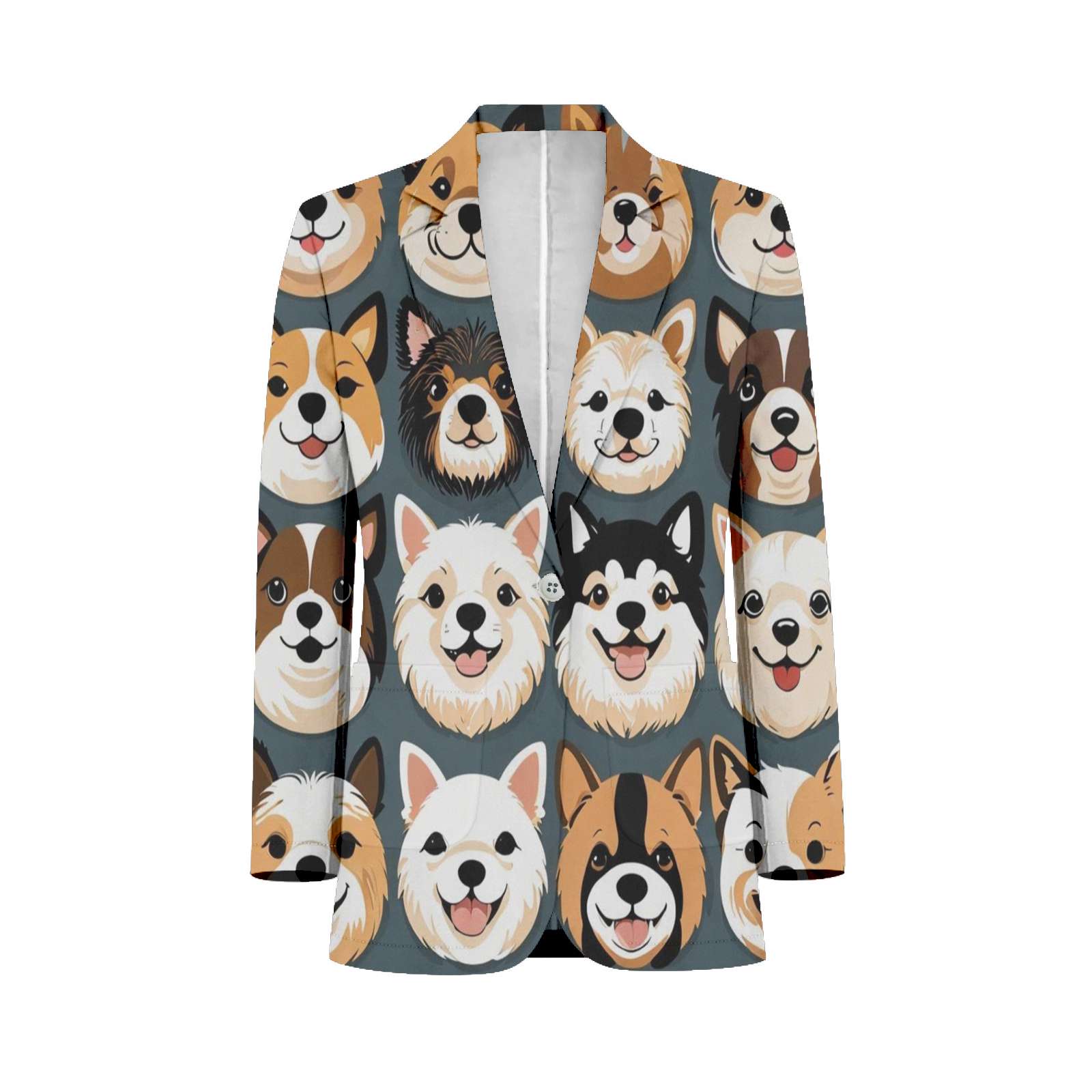 Corgi Dog Faces Pattern Print Mens Suits Shawl Collar Slim Fit Suit ...