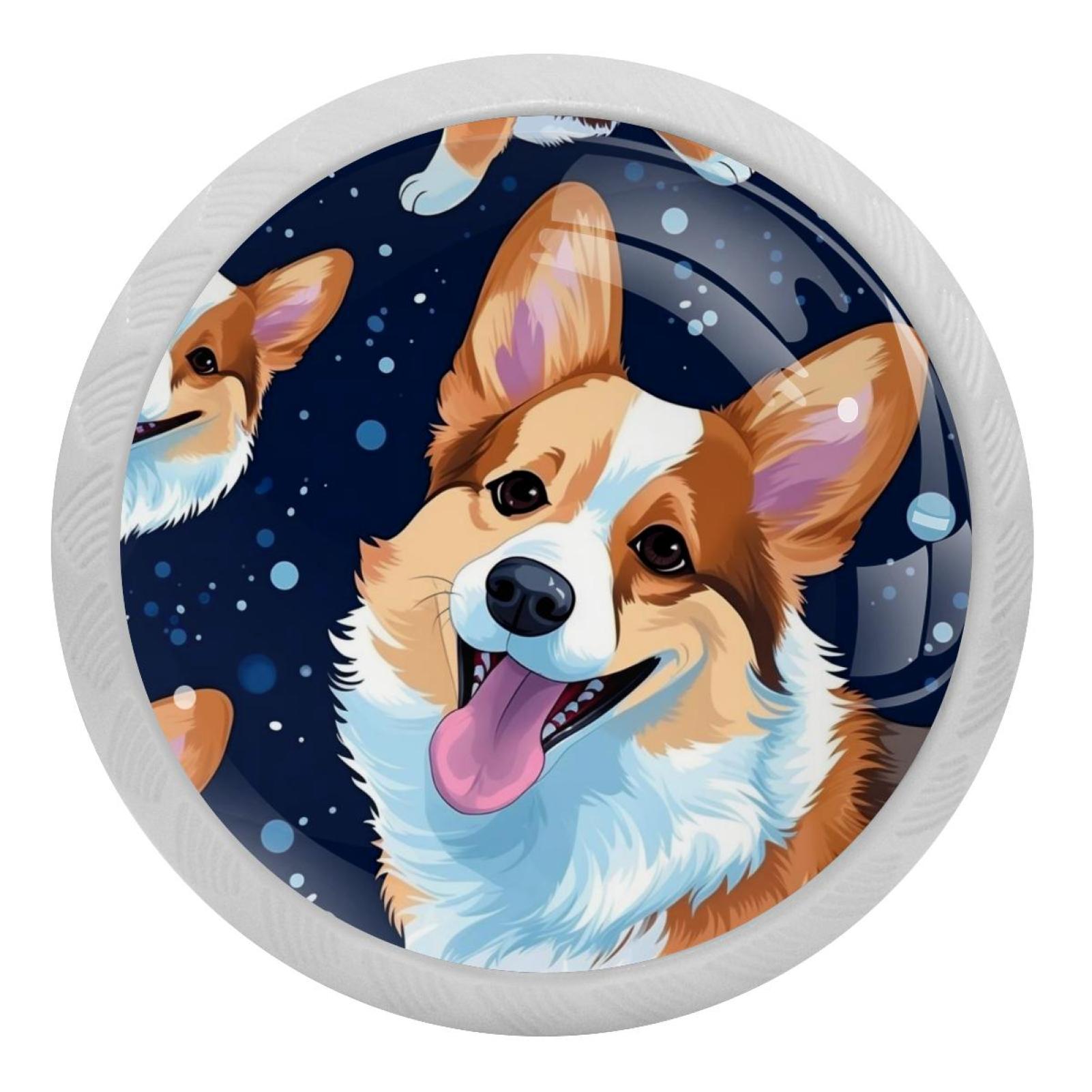 Corgi Dog Fluorescent Drawer Pulls - Round 4-Pack Glow-in-the-Dark ...