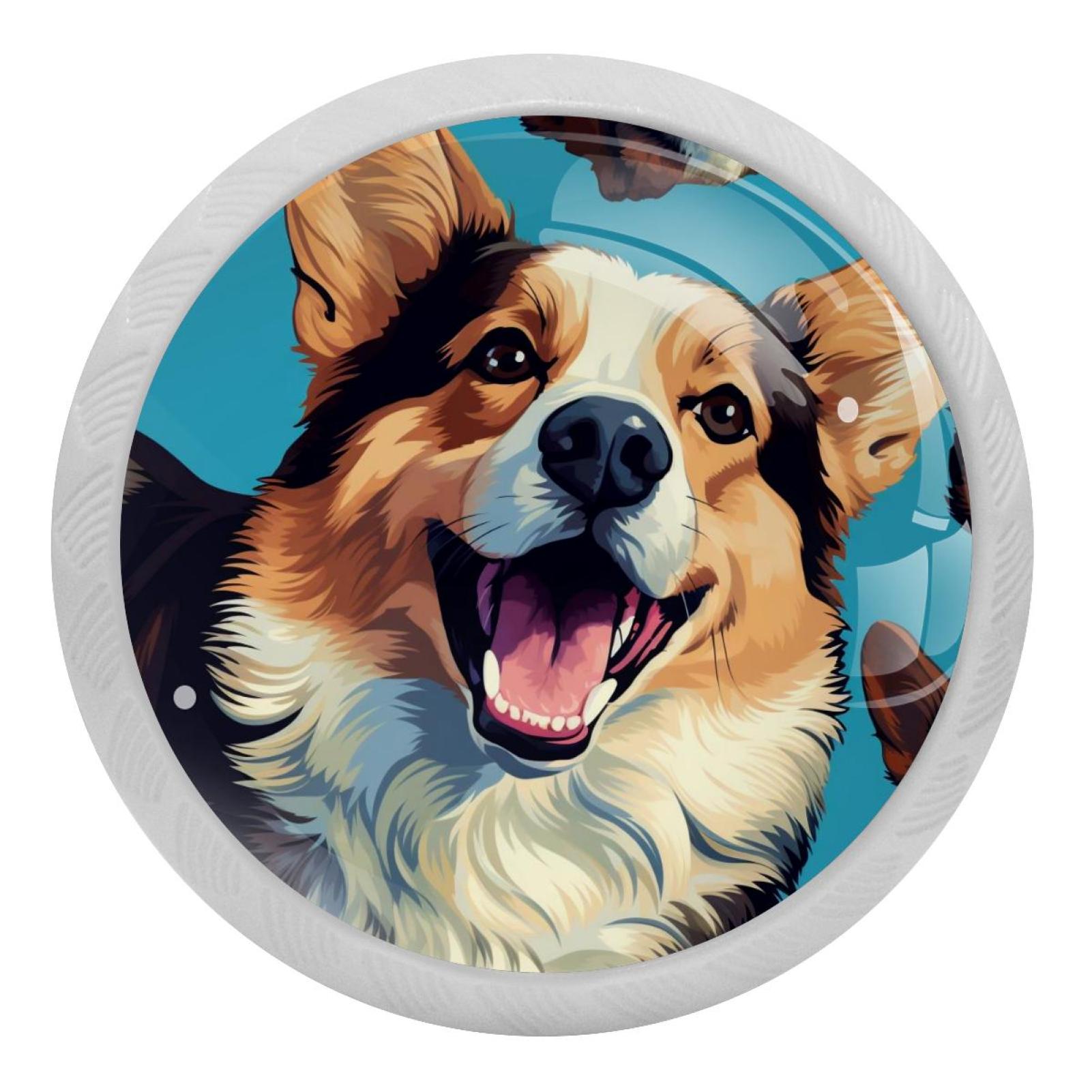 Corgi Dog Fluorescent Drawer Pulls with Screws: Round 4-Pack, Glow-in ...