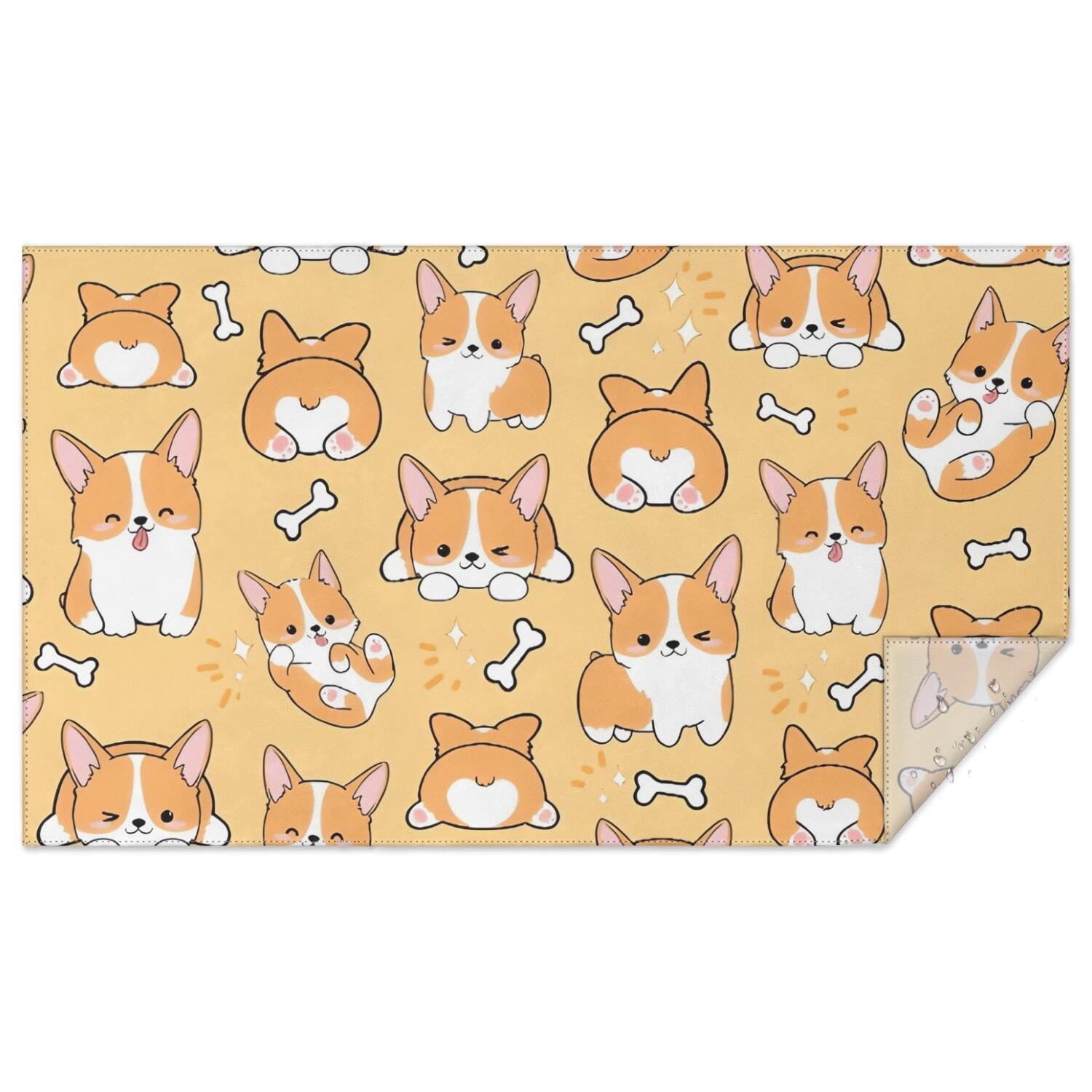 Corgi Dog and Footprints Rectangle Tablecloth 60"x102",Waterproof ...