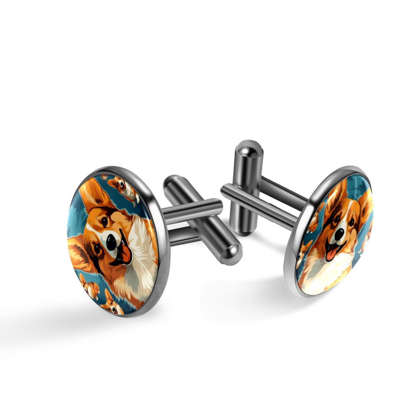 Corgi Dog Formal Dress Shirt Cufflinks Set Made of Stainless Steel ...
