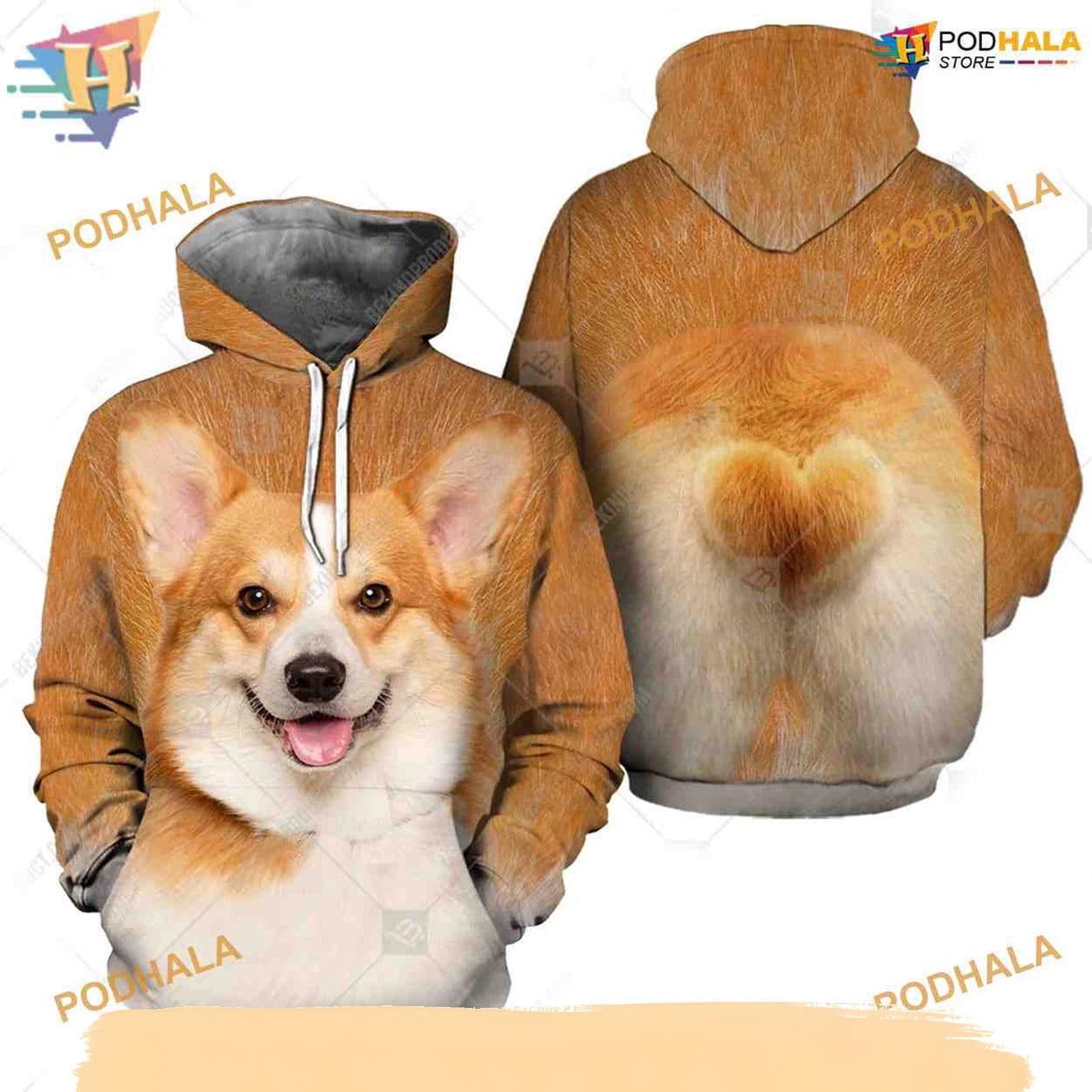 Corgi Dog Full Head And Body Animal Costume All Over Printed 3D Hoodie ...