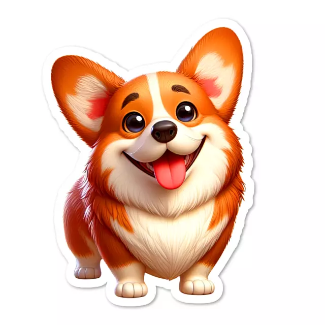 Corgi Dog, Funny Pet Sticker, Water Resistant, Indoor Use,Phone Decal ...