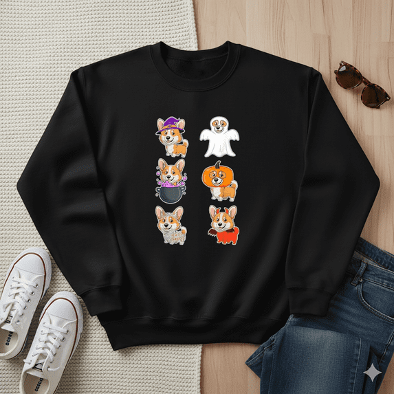 Corgi Dog Halloween Ghost Horror Movie Lover Fun Graphic Sweatshirt ...