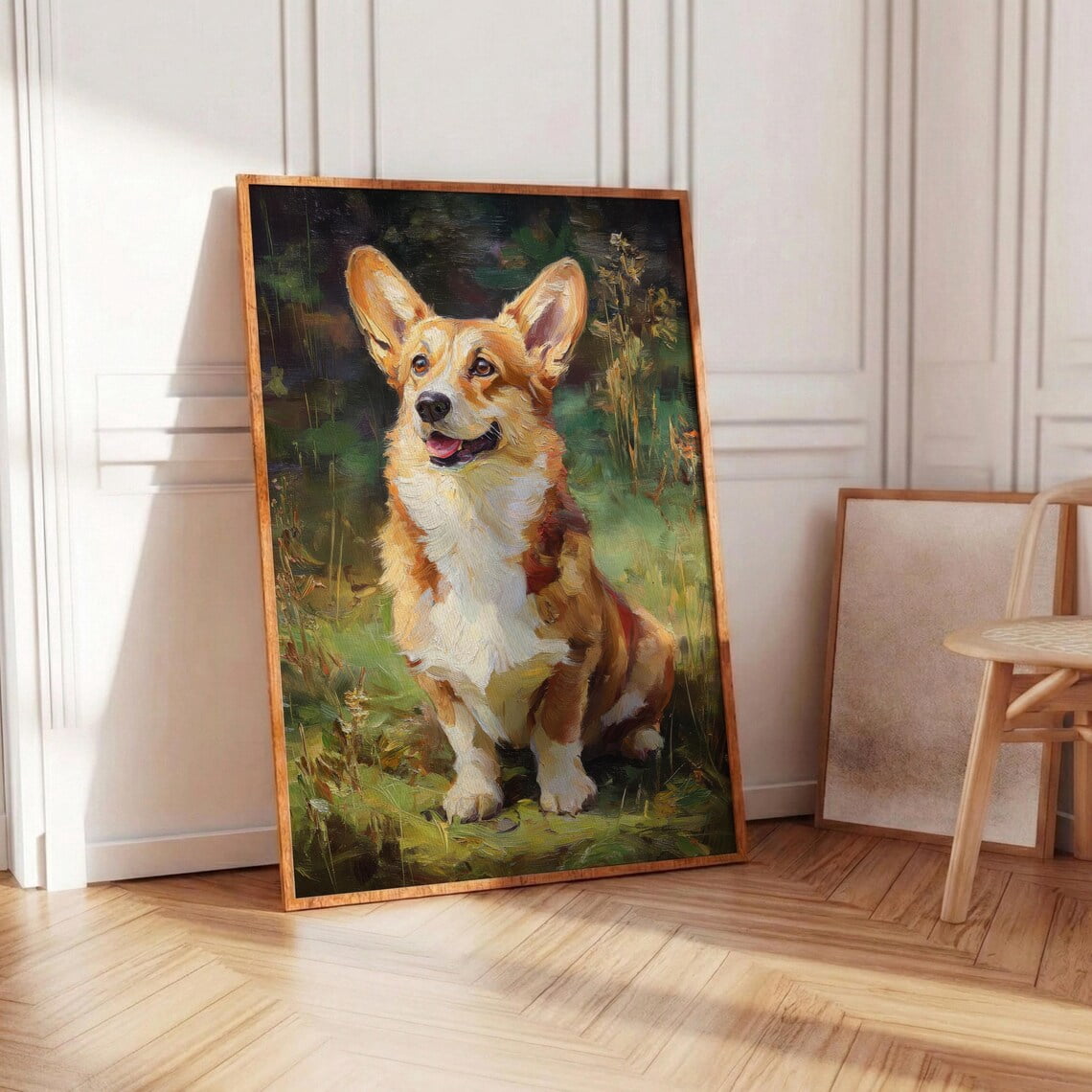 Corgi Dog Impasto Portrait Textured Welsh Wall Decor for Lovers Nature ...