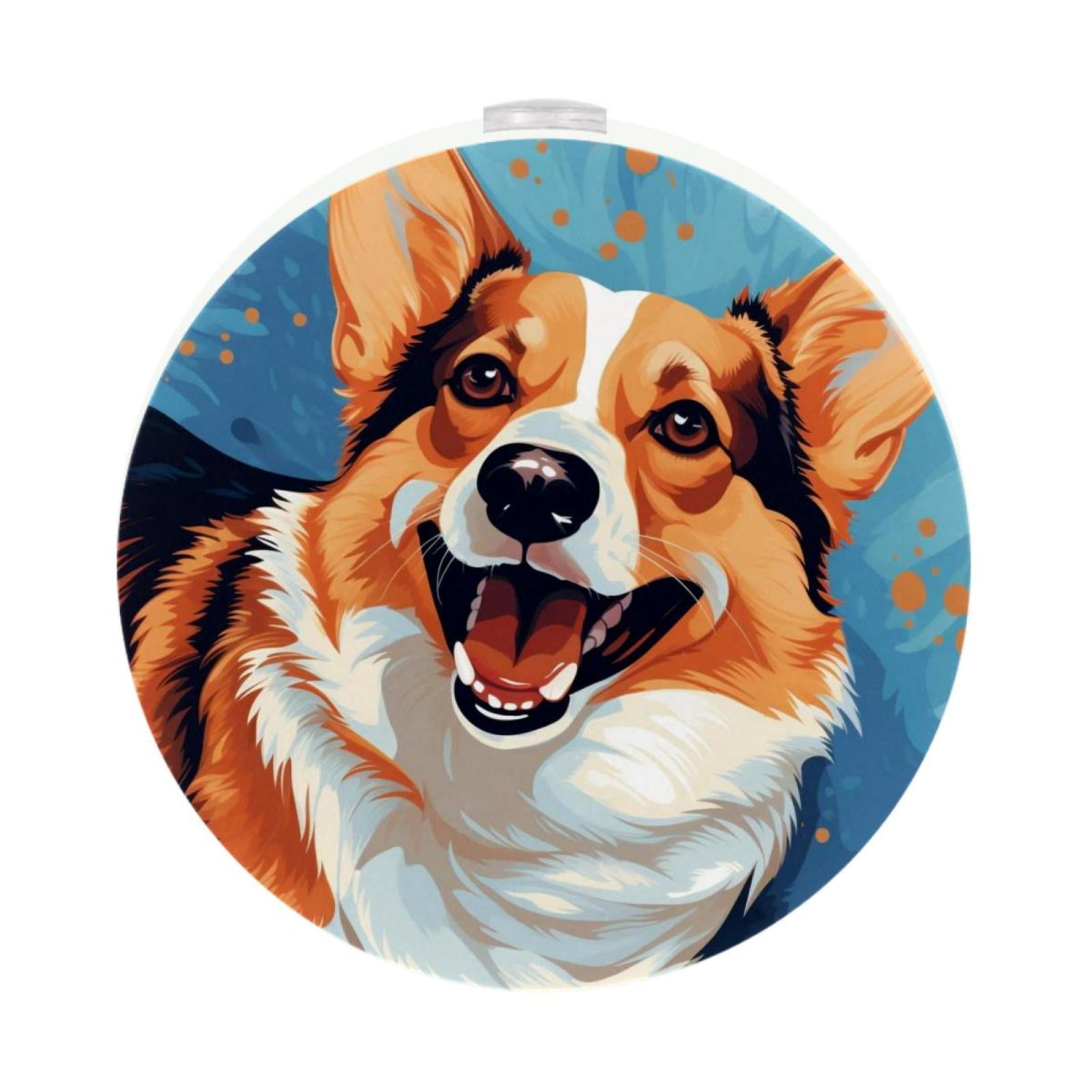 Corgi Dog LED Round Night Light - 2 Pack, Plug-in Motion Sensor Wall ...