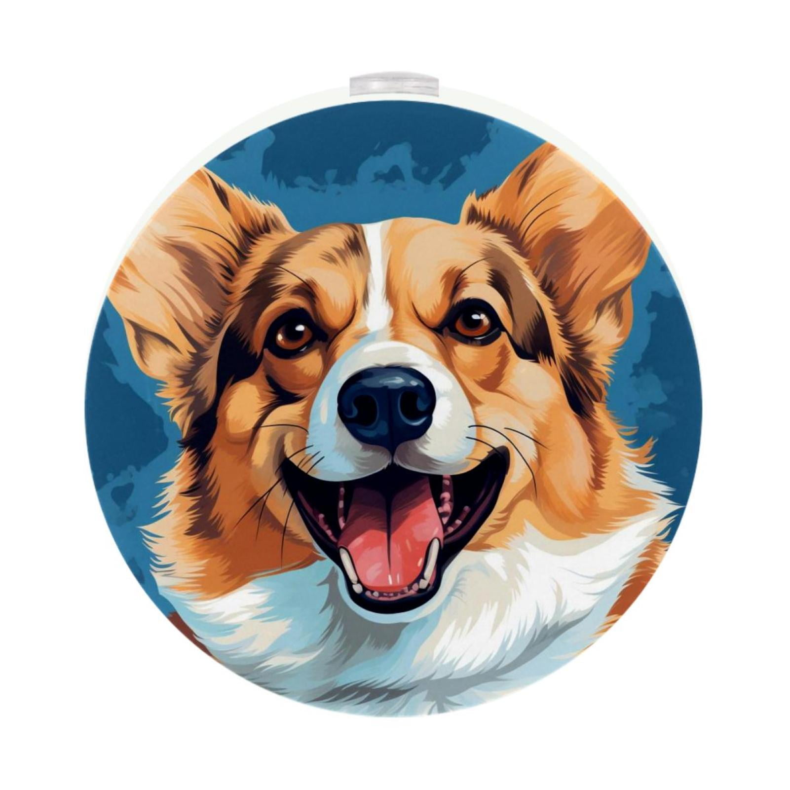 Corgi Dog LED Round Night Light - 2 Pack, Plug-in Motion Sensor Wall ...