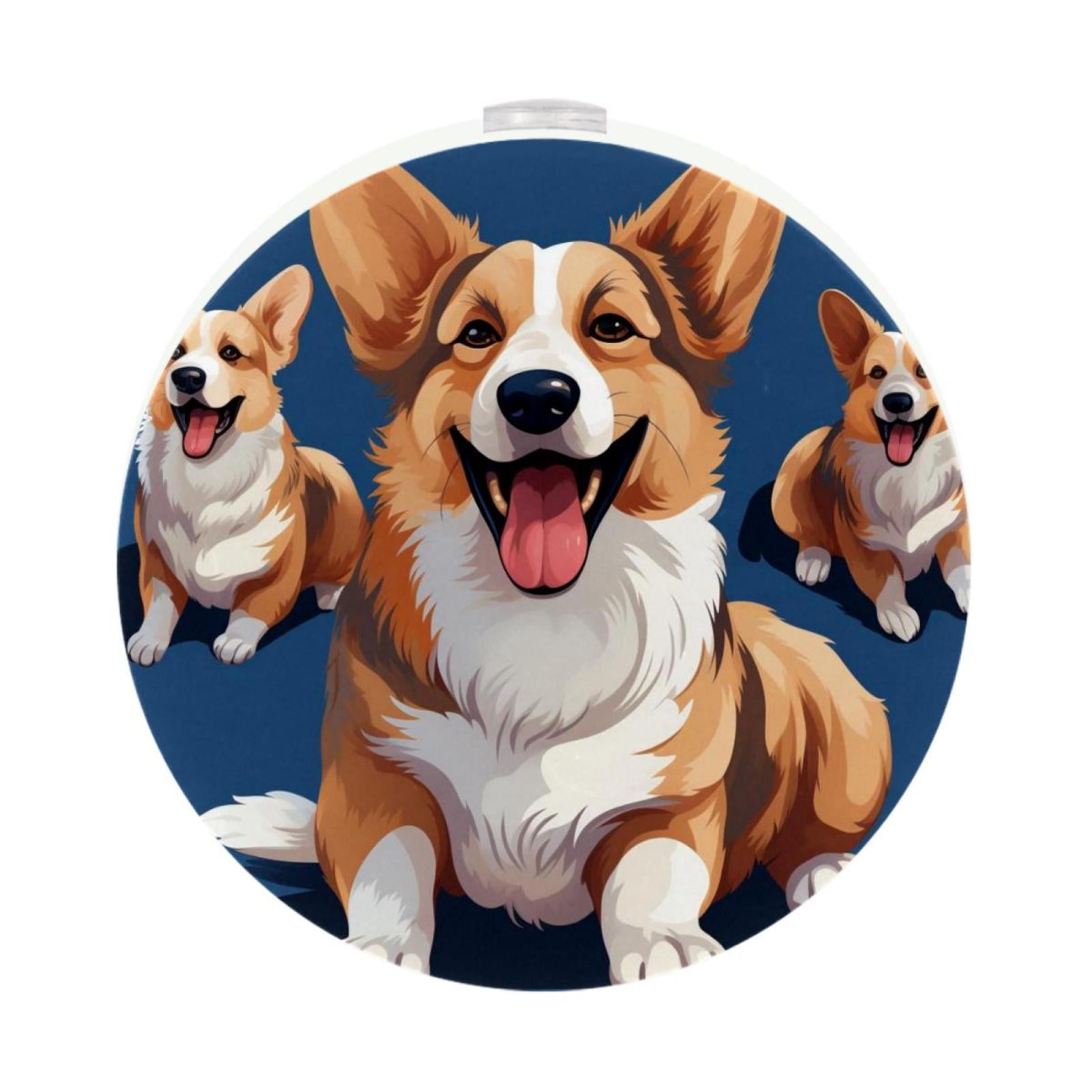 Corgi Dog LED Round Night Light-2PCS, Energy Efficient Plug-in Bedroom ...