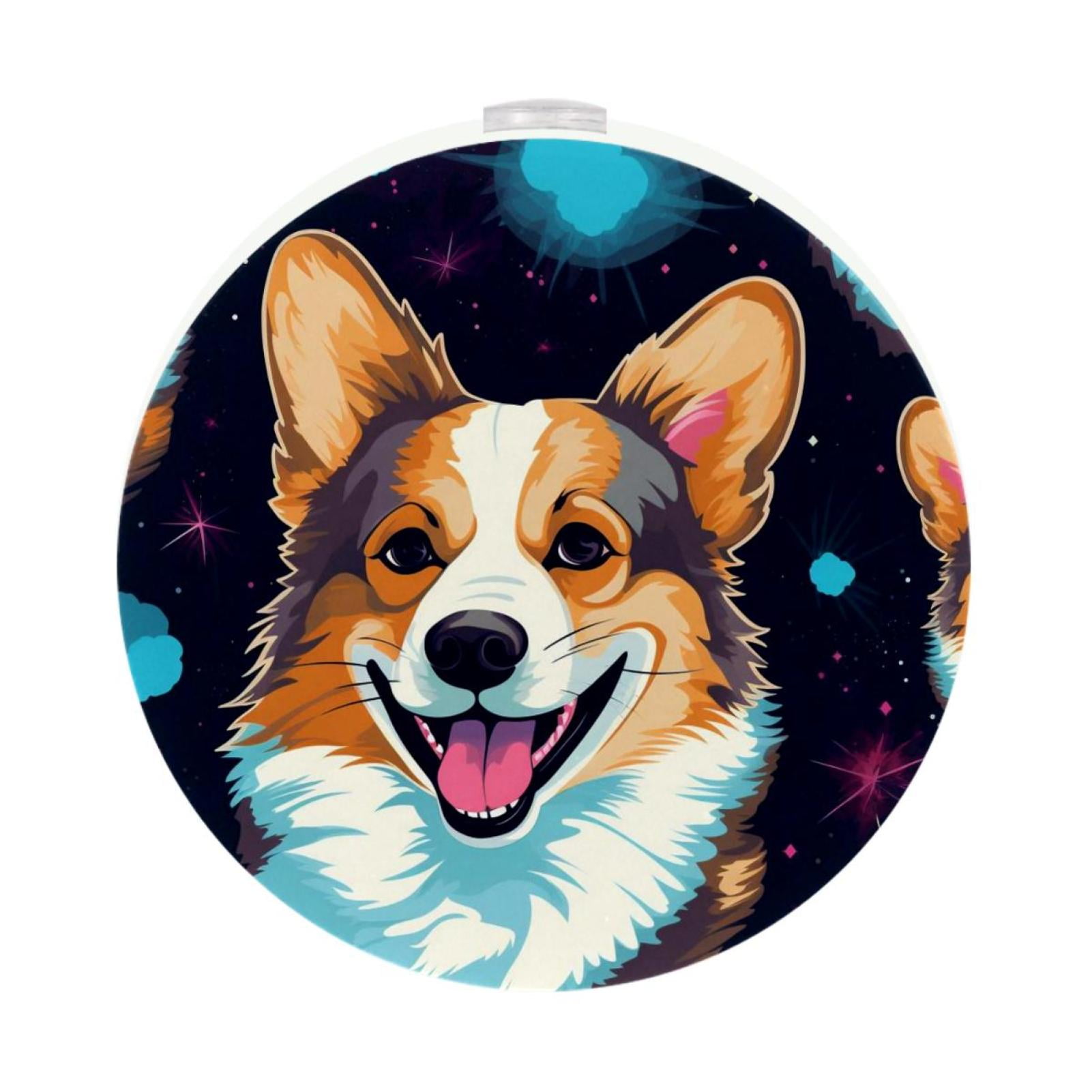 Corgi Dog LED Round Night Light - 2PCS, Energy Efficient Plug-in Wall ...