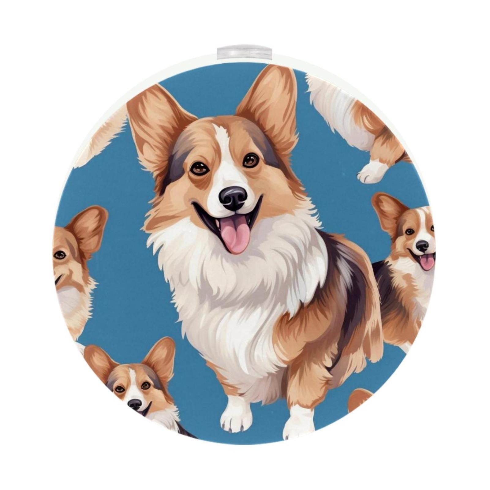 Corgi Dog LED Round Night Light-2PCS, Motion Sensor Plug-in Wall Light ...