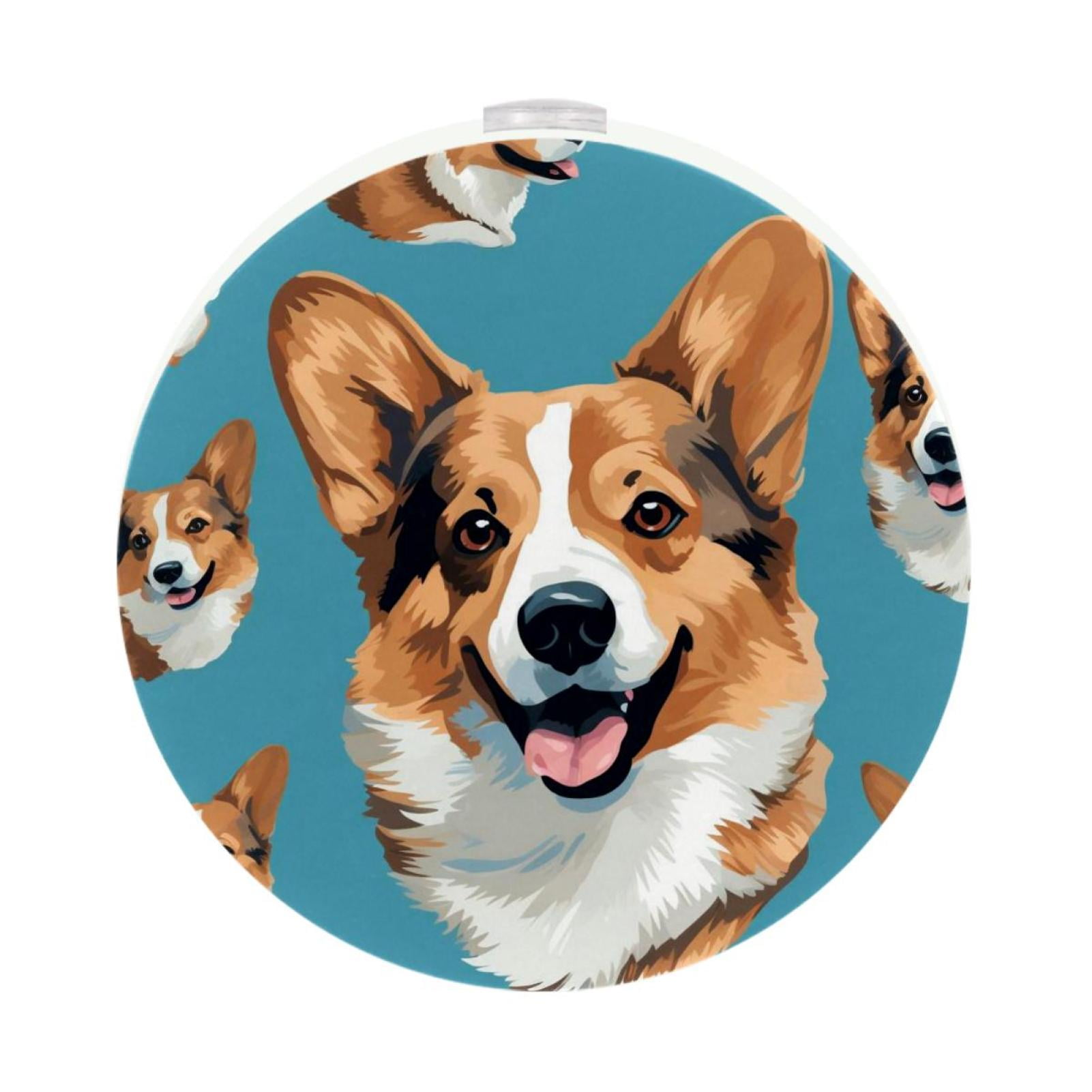 Corgi Dog LED Round Night Light-2PCS for Nursery and Bedroom, Plug-in ...