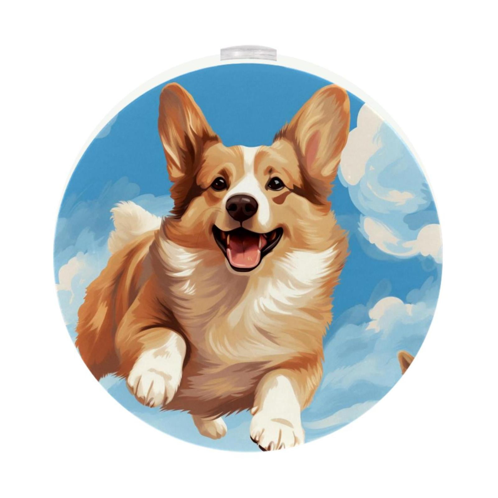 Corgi Dog LED Round Night Light-2PCS, Plug-in Dusk to Dawn Sensor Wall ...